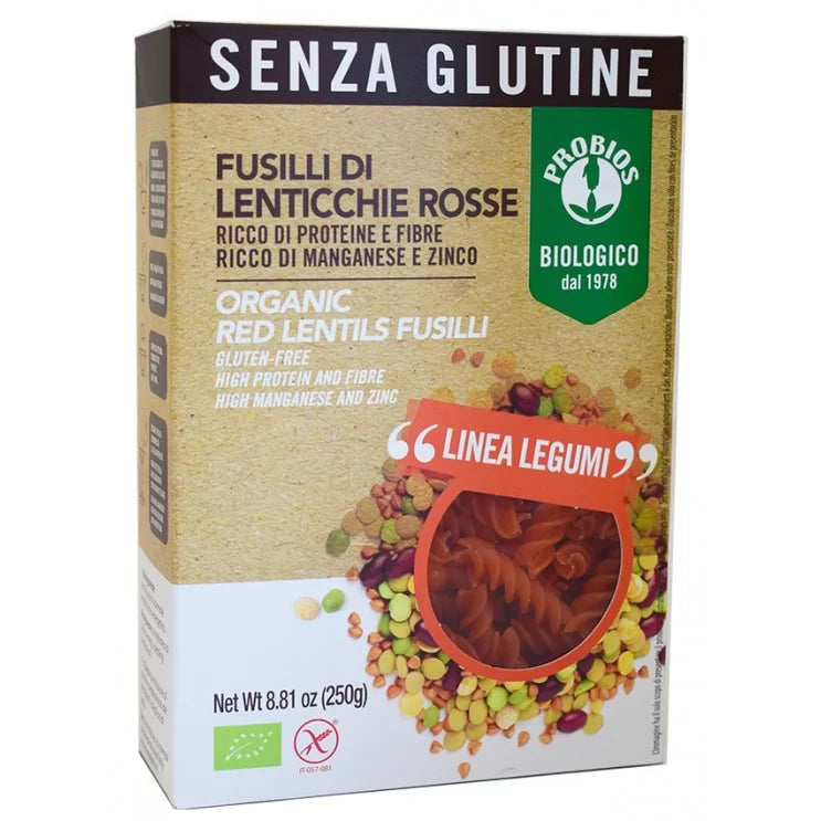 Pasta pa gluten fusili nga thjerrezat e kuqe, 250g – DYQANI BIO