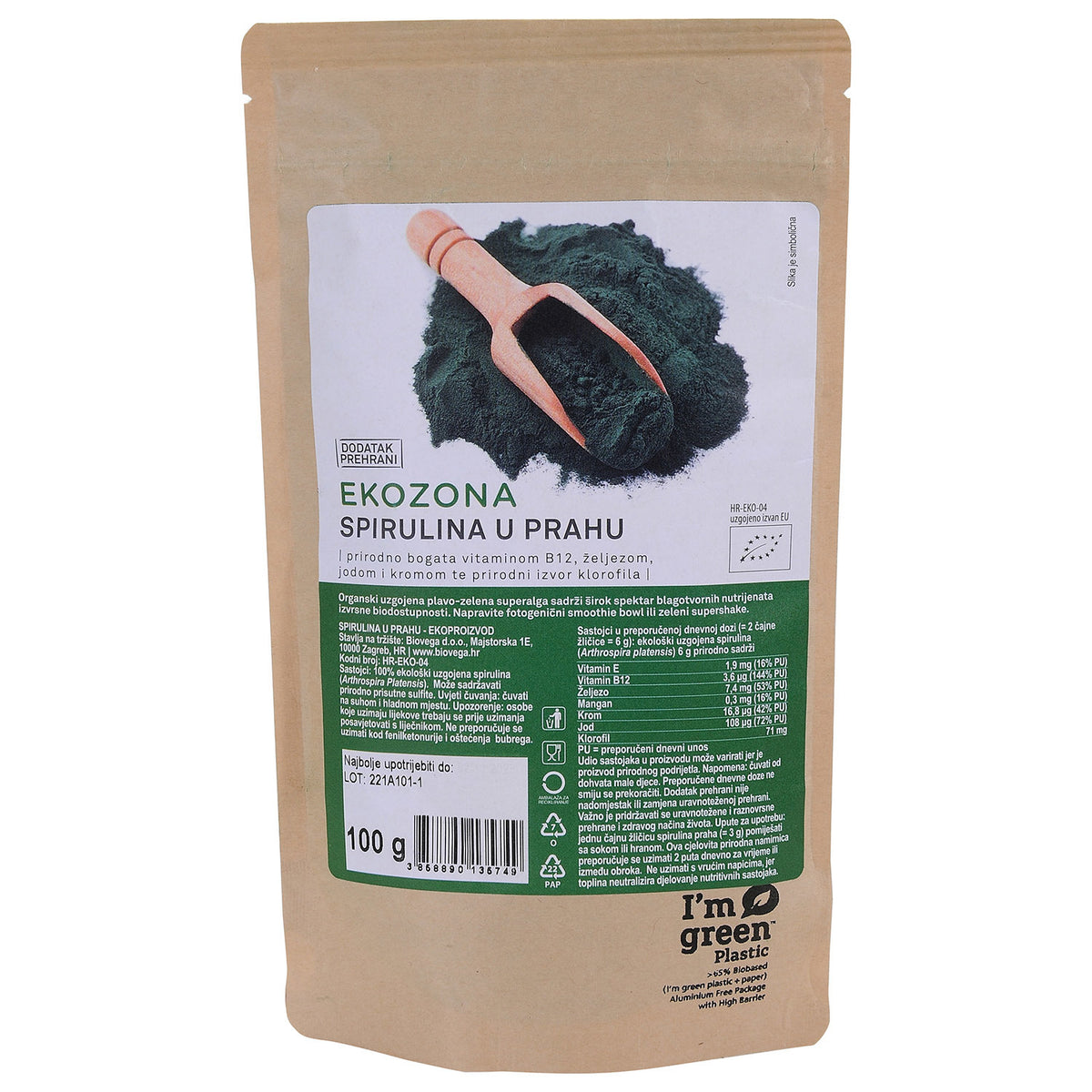 Spirulina pluhur, 100g – DYQANI BIO